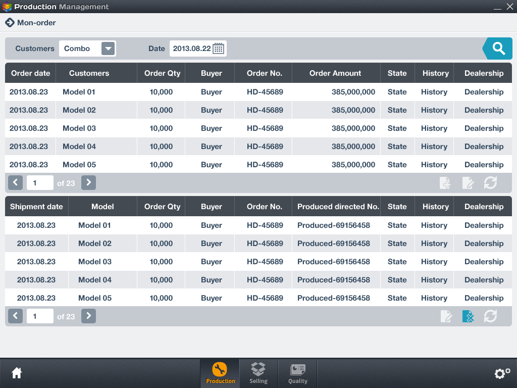 Production UI Design Kit (for iPad) 생산분야 디자인샘플