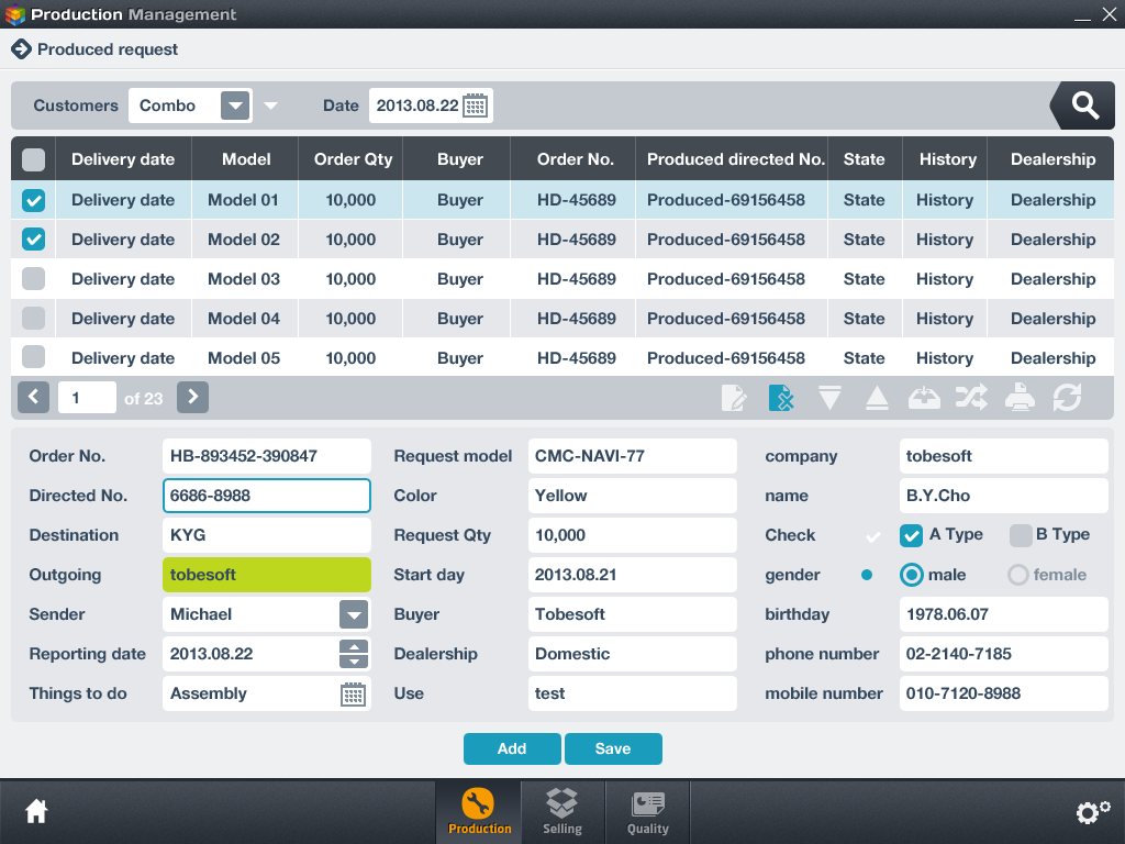 Production UI Design Kit (for iPad) 생산분야 디자인샘플