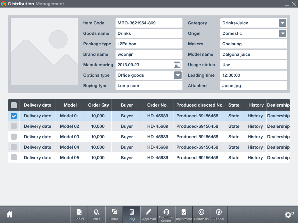 Distribution UI Design Kit (for Tablet PC) 유통분야 디자인 샘플