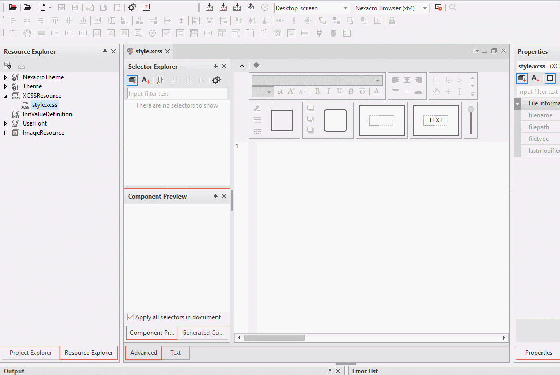 넥사크로 디자인의 이해 – XCSS 편집기 선택자 다루기 (기본편)