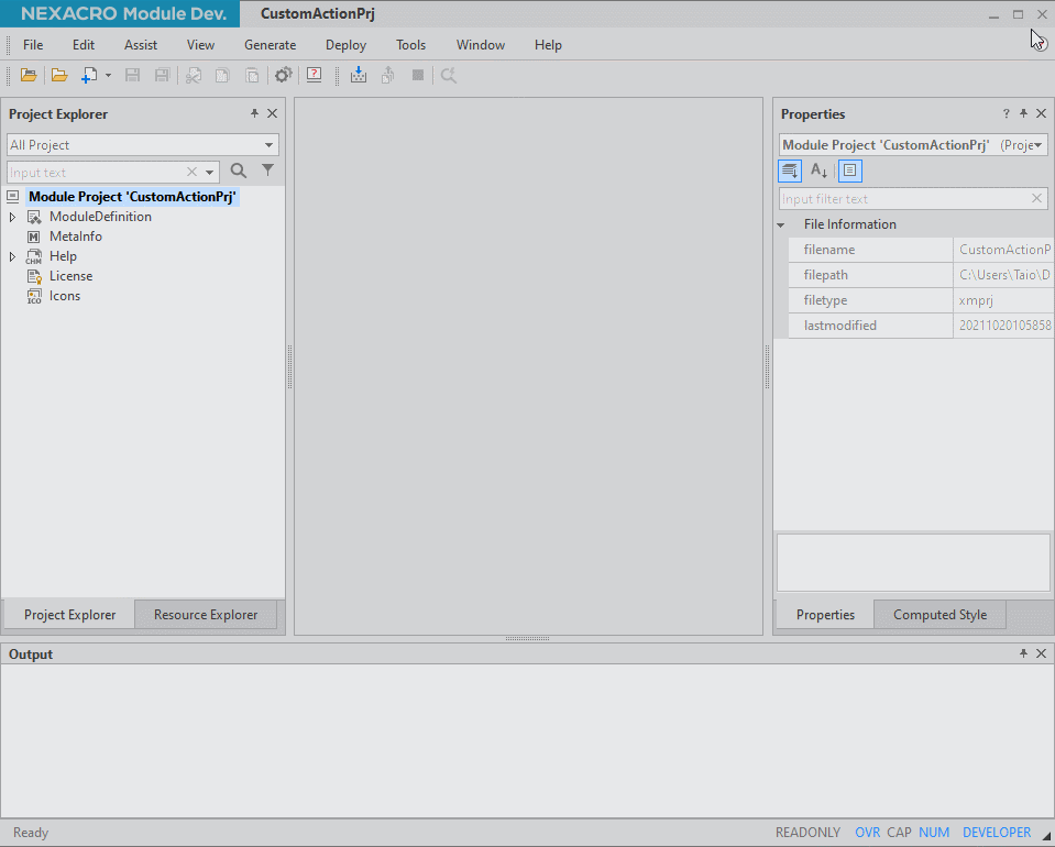 모듈 디벨로퍼를 활용한 Common Message Action만들기 - 구성요소 만들기
